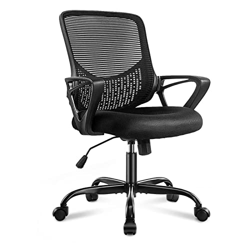 SMUG Home Office Desk Chairs with Wheels, Dark Black 23.8D x 23.2W x 39.8H in