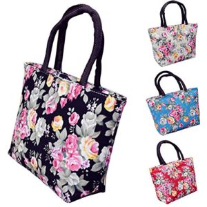 ODEROL LIANXIAO - Canvas Handbag, Flower Floral Printed Large Capacity Tote Bag Shoulder Bag Blue