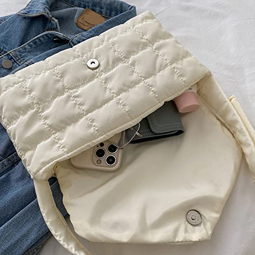 Juoxeepy Puffer Crossbody Bag for Women Puffy Purse Quilted Puffer Bag Padded Satchel Purse Lightweight Puffer Shoulder Bag