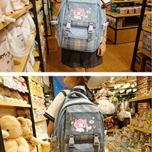 Kawaii Backpack for Girls Boys, Cute Backpack Kawaii School Supplies Purse Aesthetic Bookbag for Hiking Travel School Bag (Blue)