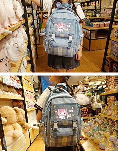 Kawaii Backpack for Girls Boys, Cute Backpack Kawaii School Supplies Purse Aesthetic Bookbag for Hiking Travel School Bag (Blue)