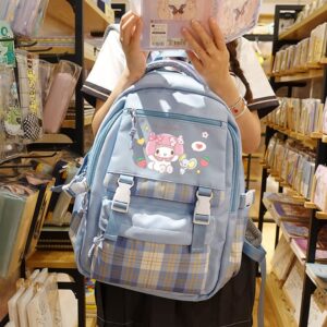 Kawaii Backpack for Girls Boys, Cute Backpack Kawaii School Supplies Purse Aesthetic Bookbag for Hiking Travel School Bag (Blue)