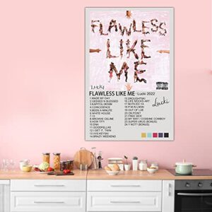 R-timer Lucki Poster Flawless Like Me Album Cover Poster Music Poster Decorations Paintings Retro Poster Canvas Wall Art for Living Room Bedroom Gift Unframed (12x18inch(30x45cm))