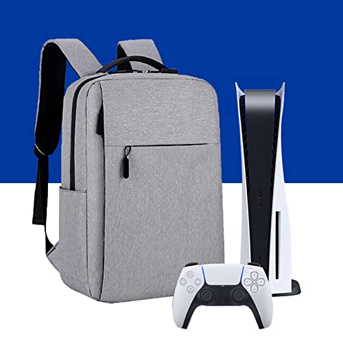 PS5 Carrying Case Travel Storage Handbag Backpack for PS5 Console Protective Travel Bag, Travel Pouch for Game Console Discs/Digital Versions & Controllers, Gift Card PS5 HDMI and Accessories (Gray)