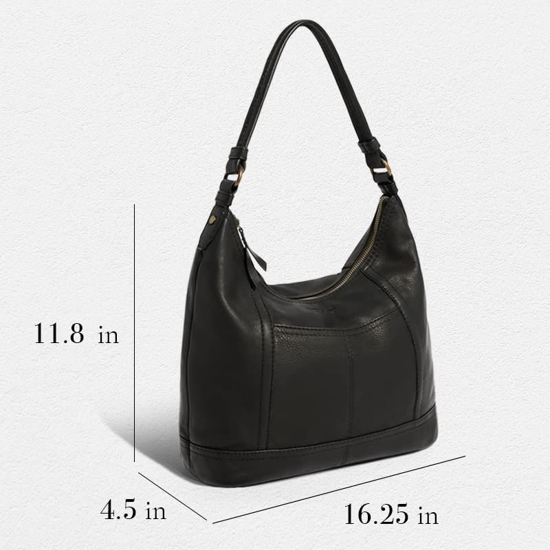 American Leather Co. - Hudson Hobo Handbag - Gorgeous Design and Superbly Fashionable - Black Smooth