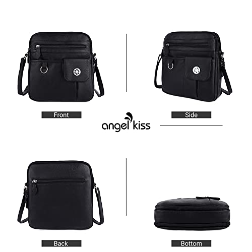 Angel Kiss Vegan Leather Crossbody Bag Women Shoulder Purse Female Multiple Zipper Pockets