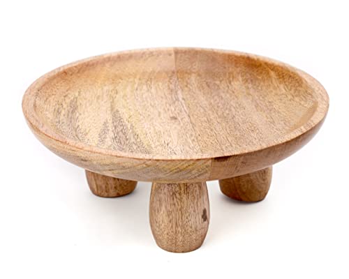 HUCH - Mango wood, Wooden bowls for decor - Fruit bowl - Decorative Bowls for Home Decor - Wood Fruit Bowl - Pedestal Bowl - Footed bowl - Wooden bowl