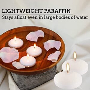 CIPHANDS 10 Hour Floating Candles, 3'' White Unscented Dripless Wax Discs, for Cylinder Vases, Centerpieces at Wedding, Party, Pool, Holiday (24 Set)