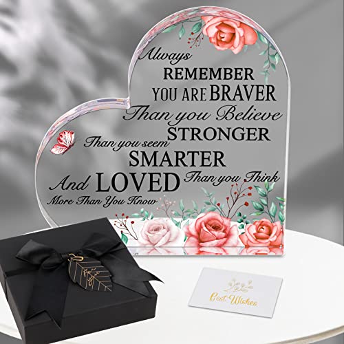 OurWarm Inspirational Gifts for Women, Motivational Quotes Office Desk Decor Cheer Up Gifts for Birthday, Graduate, Anniversary, Christmas, Graduation Gifts for Her, Heart Decorative Signs & Plaques