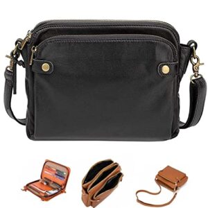 2023 new crossbody shoulder bags and clutches, off-crossbody leather shoulder bags, purse with built multiple compartments (black)