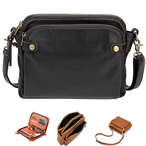 2023 New Crossbody Shoulder Bags And Clutches, Off-Crossbody Leather Shoulder Bags, Purse With Built Multiple Compartments (Black)