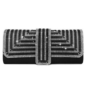 women evening rhinestone bags,wedding cocktail prom clutches party sparkling rhinestone purse (black)