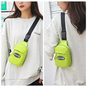 WYAQJLV Small Cell Phone Purse Fashion Crossbody Bag Nylon Casual Chest Daypack for Women Men Teen Girls Wallet(Green)