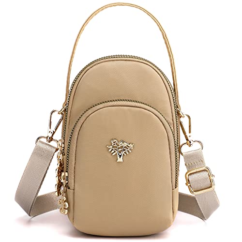 YINHEXI Small Crossbody Bags Purses for Women, Mini Handbag Shoulder Crossbody Bag Cell Phone Purse for Women and Men (Khaki)