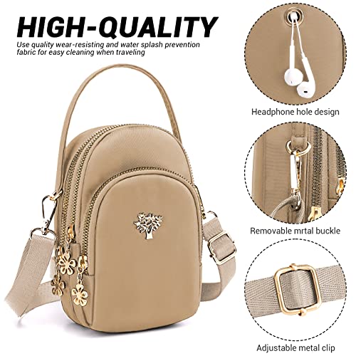 YINHEXI Small Crossbody Bags Purses for Women, Mini Handbag Shoulder Crossbody Bag Cell Phone Purse for Women and Men (Khaki)