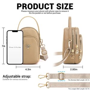 YINHEXI Small Crossbody Bags Purses for Women, Mini Handbag Shoulder Crossbody Bag Cell Phone Purse for Women and Men (Khaki)