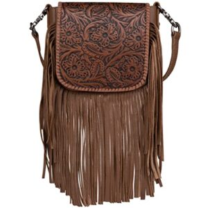 women’s crossbody handbags western purses for women small crossbody bags tooled leather fringe purse brown rlc-l159br