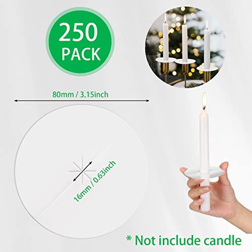 250 Pcs Church Candle Drip Protectors Paper Candle Holders Bulk for Candlelight Service Kit for Devotional Candlelight Vigil Church Service Memorial Shabbat Candles Christmas Eve Candles, 3.15 Inch