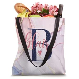 Blaire Letter B Initial Monogram Calligraphy Personalized Tote Bag