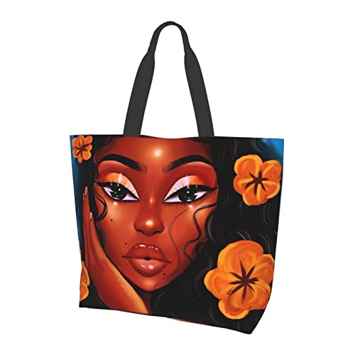 YBSJDQ African American Woman Tote Bags Shoulder Bag Afro Black Girl Magic Satchel Handbags For Shopping,Work,Gym,Gift Bag Tote Bag