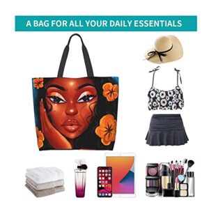 YBSJDQ African American Woman Tote Bags Shoulder Bag Afro Black Girl Magic Satchel Handbags For Shopping,Work,Gym,Gift Bag Tote Bag