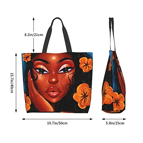 YBSJDQ African American Woman Tote Bags Shoulder Bag Afro Black Girl Magic Satchel Handbags For Shopping,Work,Gym,Gift Bag Tote Bag