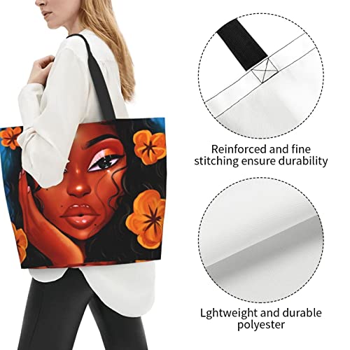 YBSJDQ African American Woman Tote Bags Shoulder Bag Afro Black Girl Magic Satchel Handbags For Shopping,Work,Gym,Gift Bag Tote Bag