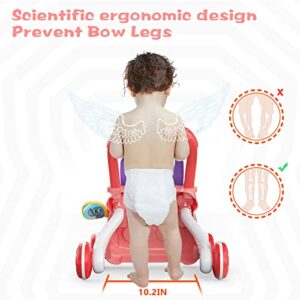 Sit-to-Stand Learning Walker, 2 in 1 Baby Walker with Drawing Board, Early Educational Activity Center, Multifunctional Removable Play Panel, Baby Music Learning Toy Gift for Infant Boys Girls