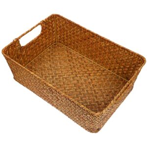 luxshiny wicker woven basket toiletries storage basket woven shelf storage bin rectangular decorative baskets for for makeup clothes sundries toys home organization