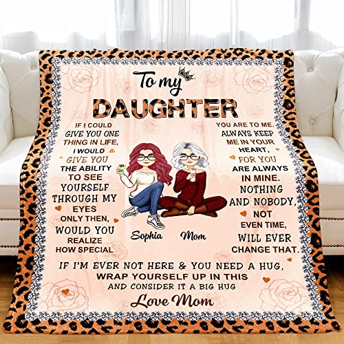 KERAOO Personalized Blanket Gift for Daughter, Christmas Birthday Gifts for Daughter, Custom Throw Blanket to My Daughter from Mom, Mother's Day Graduation Gifts (Custom Daughter-12)