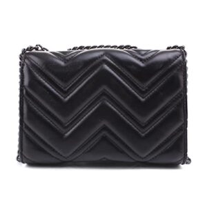 EVVE Quilted Crossbody Bag For Women, Lightweight Small Shoulder Purse With Chian Strap |Black