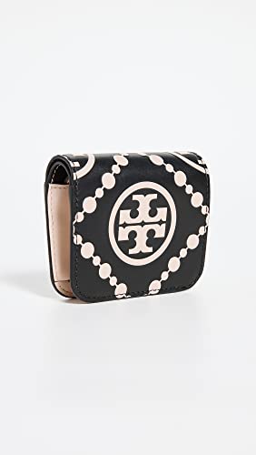 Tory Burch Women's T Monogram Contrast Embossed Mini Wallet, Black/New Cream, One Size