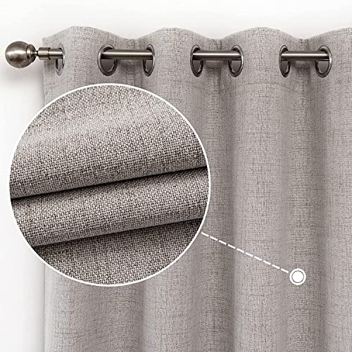 CUCRAF Full Blackout Window Curtains 108 inches Long, Faux Linen Look Thermal Insulated Grommet Drapes Panels for Bedroom Living Room, Set of 2 (52 x 108 inches, Off White)