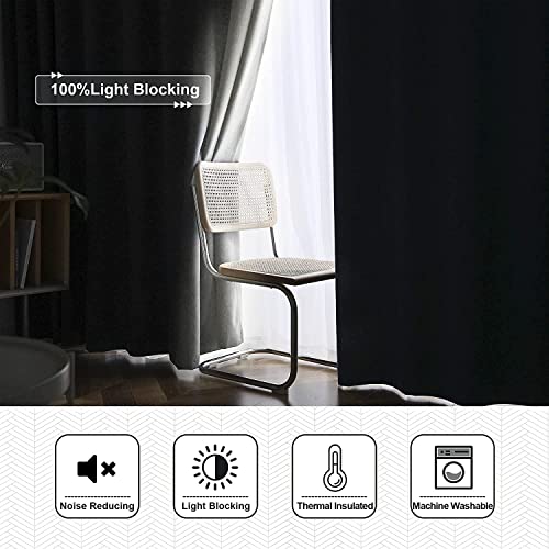 CUCRAF Full Blackout Window Curtains 108 inches Long, Faux Linen Look Thermal Insulated Grommet Drapes Panels for Bedroom Living Room, Set of 2 (52 x 108 inches, Off White)