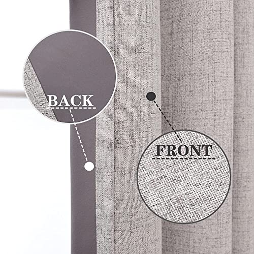 CUCRAF Full Blackout Window Curtains 108 inches Long, Faux Linen Look Thermal Insulated Grommet Drapes Panels for Bedroom Living Room, Set of 2 (52 x 108 inches, Off White)