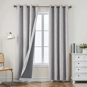 CUCRAF Full Blackout Window Curtains 108 inches Long, Faux Linen Look Thermal Insulated Grommet Drapes Panels for Bedroom Living Room, Set of 2 (52 x 108 inches, Off White)