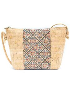 tile pattern handmade portuguese cork crossbody purse for women