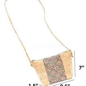 Tile Pattern Handmade Portuguese Cork Crossbody Purse for Women