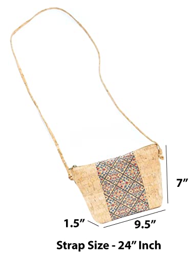 Tile Pattern Handmade Portuguese Cork Crossbody Purse for Women