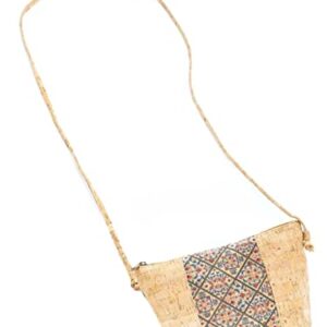 Tile Pattern Handmade Portuguese Cork Crossbody Purse for Women