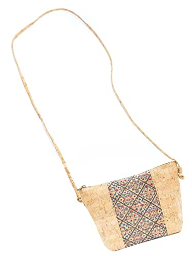 Tile Pattern Handmade Portuguese Cork Crossbody Purse for Women