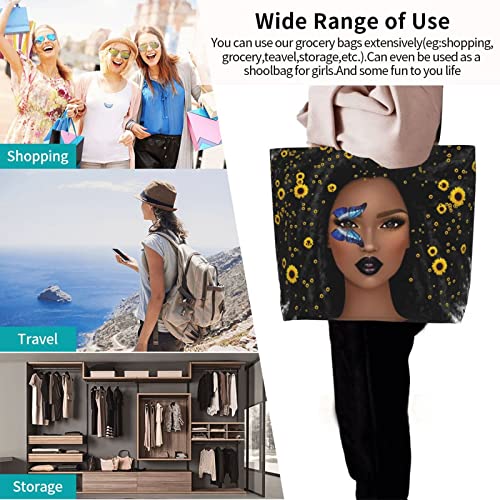 YBSJDQ African American Woman Tote Bags Shoulder Bag Afro Black Girl Magic Satchel Handbags For Shopping,Work,Gym,Gift Bag