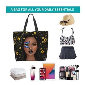 YBSJDQ African American Woman Tote Bags Shoulder Bag Afro Black Girl Magic Satchel Handbags For Shopping,Work,Gym,Gift Bag