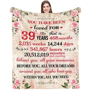 39th birthday gifts for women happy 39th birthday gifts for her 39 year old birthday gifts for women 39th birthday decorations for women bestie wife sister mom friends 39th birthday blanket 60″x 50″