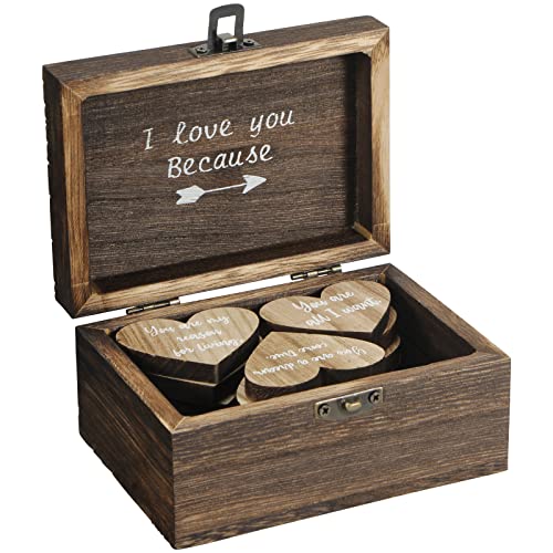 Anniversary Sign Gifts for Her Him, I Love You Because 15 Love Quote Signs, 5th Wood Wedding Anniversary Love Gifts for Wife Husband, Valentines Day Treasure Hunt Gifts for Girlfriend Boyfriend