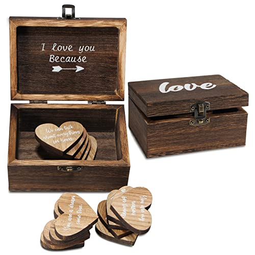 Anniversary Sign Gifts for Her Him, I Love You Because 15 Love Quote Signs, 5th Wood Wedding Anniversary Love Gifts for Wife Husband, Valentines Day Treasure Hunt Gifts for Girlfriend Boyfriend