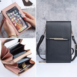 Anti-Theft Leather Bag,Small Crossbody Cell Phone Purse Wallet for Women,Touchscreen Phone Purse Crossbody with Shoulder Strap,RFID Blocking Messenger Shoulder Handbag with Credit Card Slots