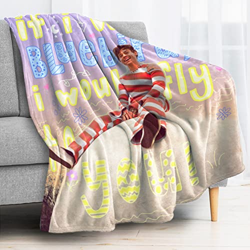 Super Star Throw Blanket Singer Flannel Blanket with Pillow Cover, Soft Cozy Poster Blanket with Pillow Case for All Season, Lightweight Fall Throw Blanket for Sofa Office Traveling Homeblanket