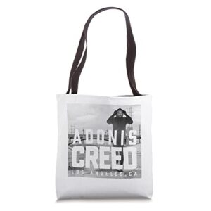 adonis creed la black and white photography tote bag