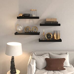 RLAVBL Wall Shelves Set of 4, Rustic Storage Wood Wall Mounted Floating Shelves for Bedroom Living Room Kitchen